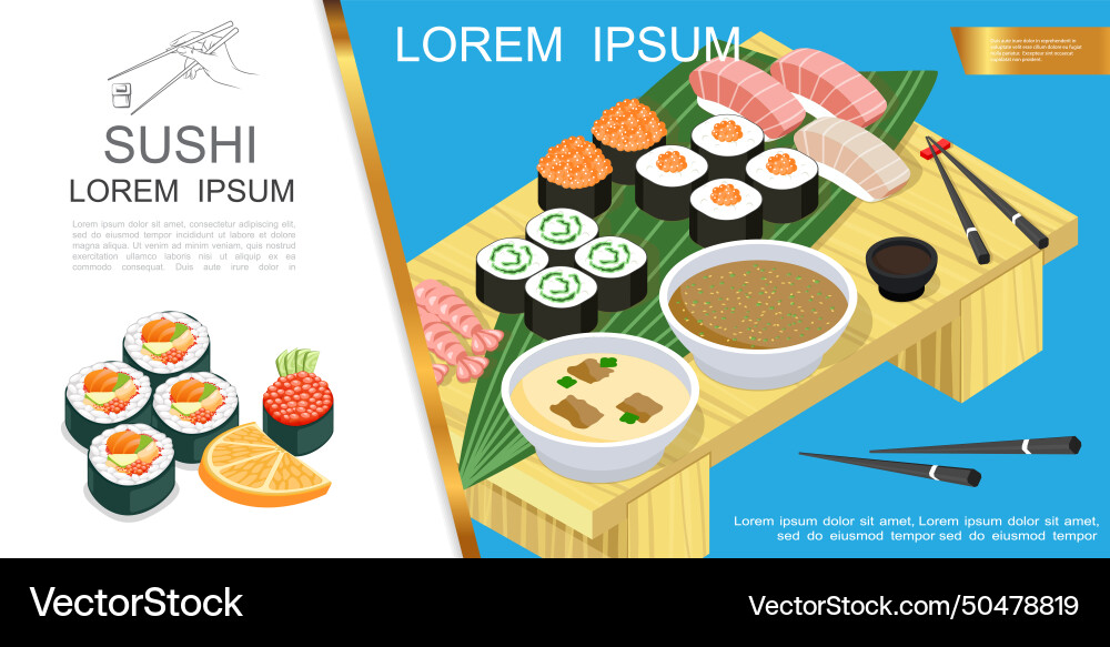Isometric asian food composition Royalty Free Vector Image