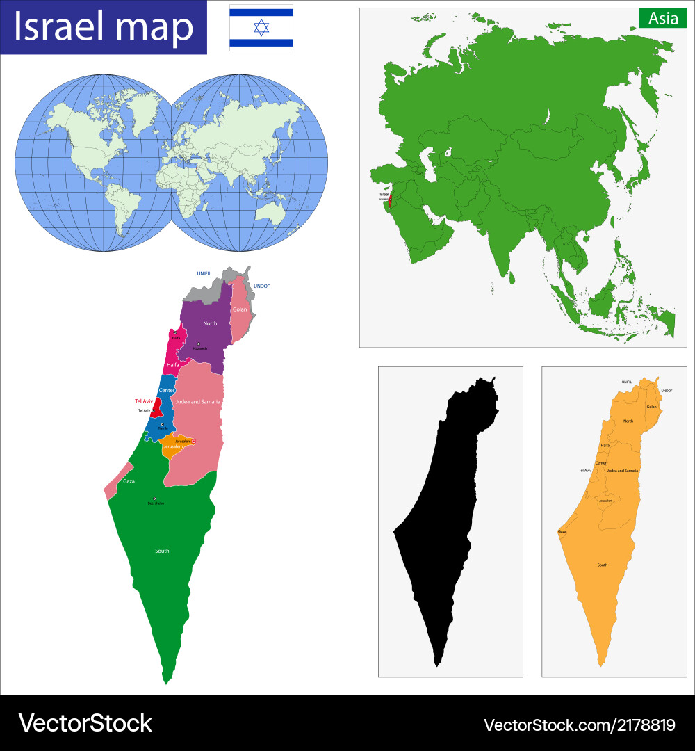 Israel map Royalty Free Vector Image - VectorStock