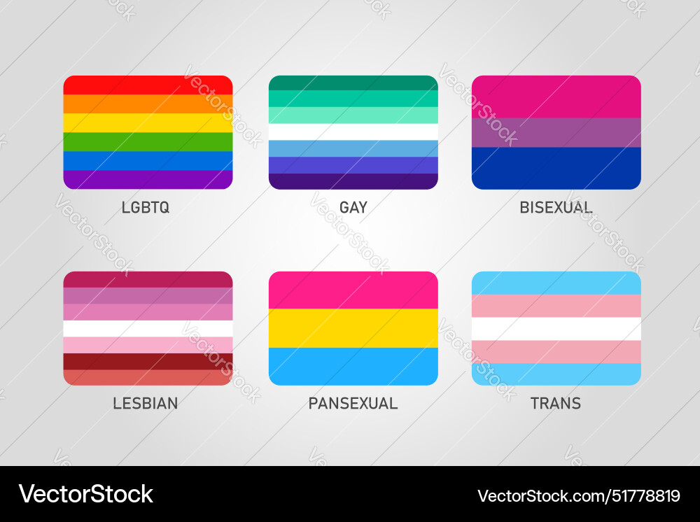 Lgbt pride month flags collection Royalty Free Vector Image