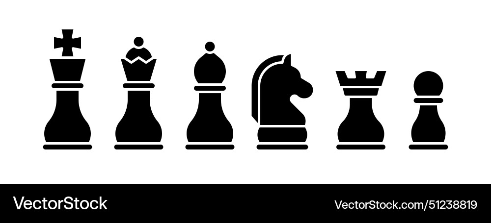 Minimalist of chess pieces in solid style Vector Image
