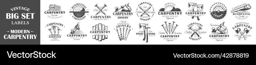 Set of modern carpentry labels Royalty Free Vector Image