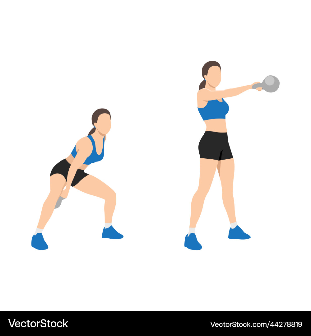 Woman doing one arm kettlebell swings exercise Vector Image