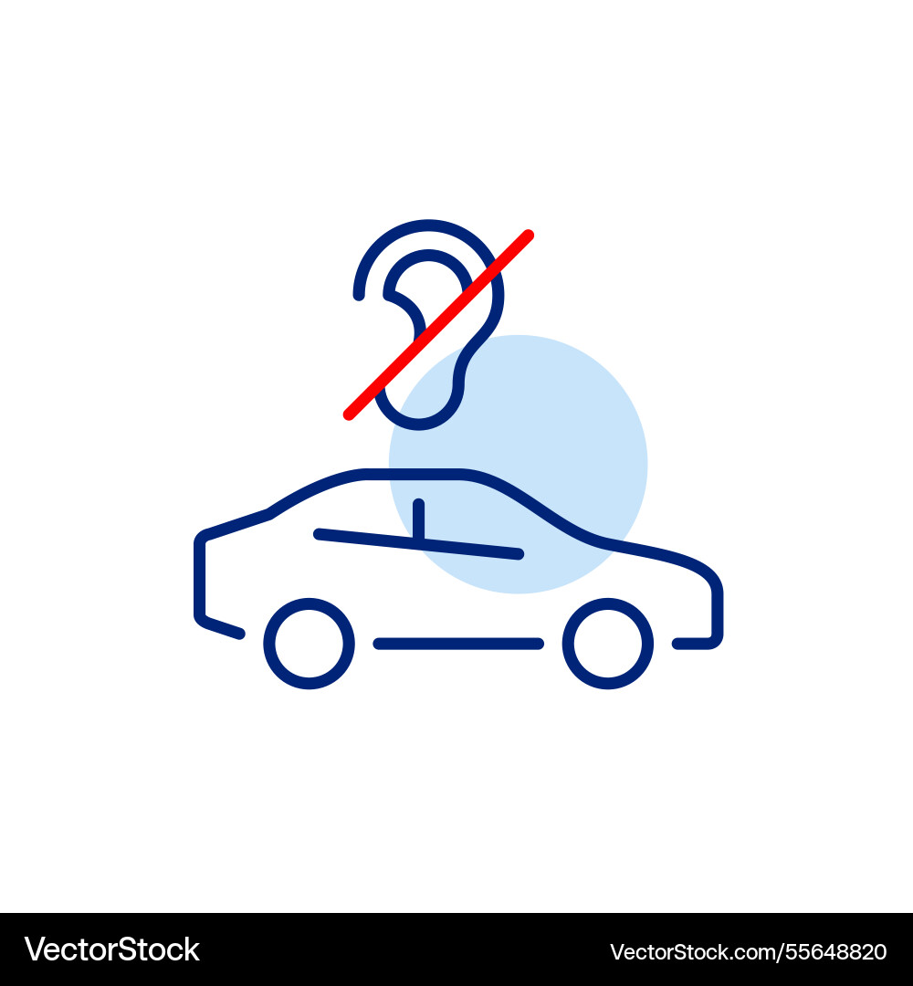 Car and no ear symbol mute engine sound Royalty Free Vector
