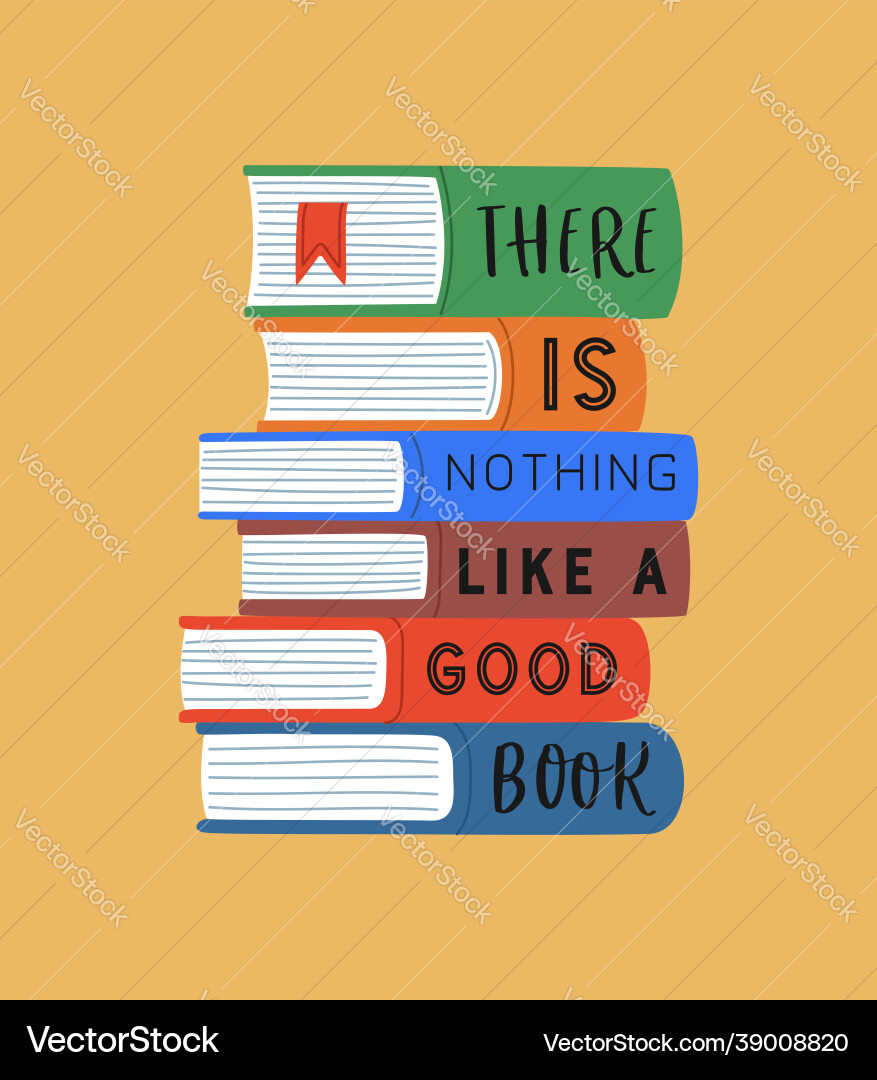 Colorful Book Pile Poster Royalty Free Vector Image
