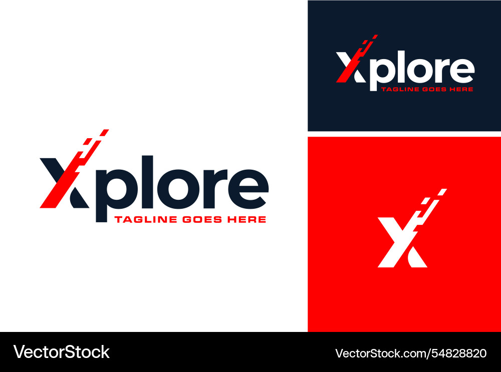 Cross letter x explore extreme word mark logo Vector Image