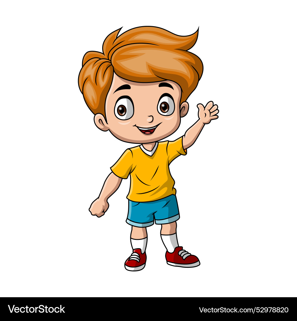 Cute little school boy cartoon Royalty Free Vector Image