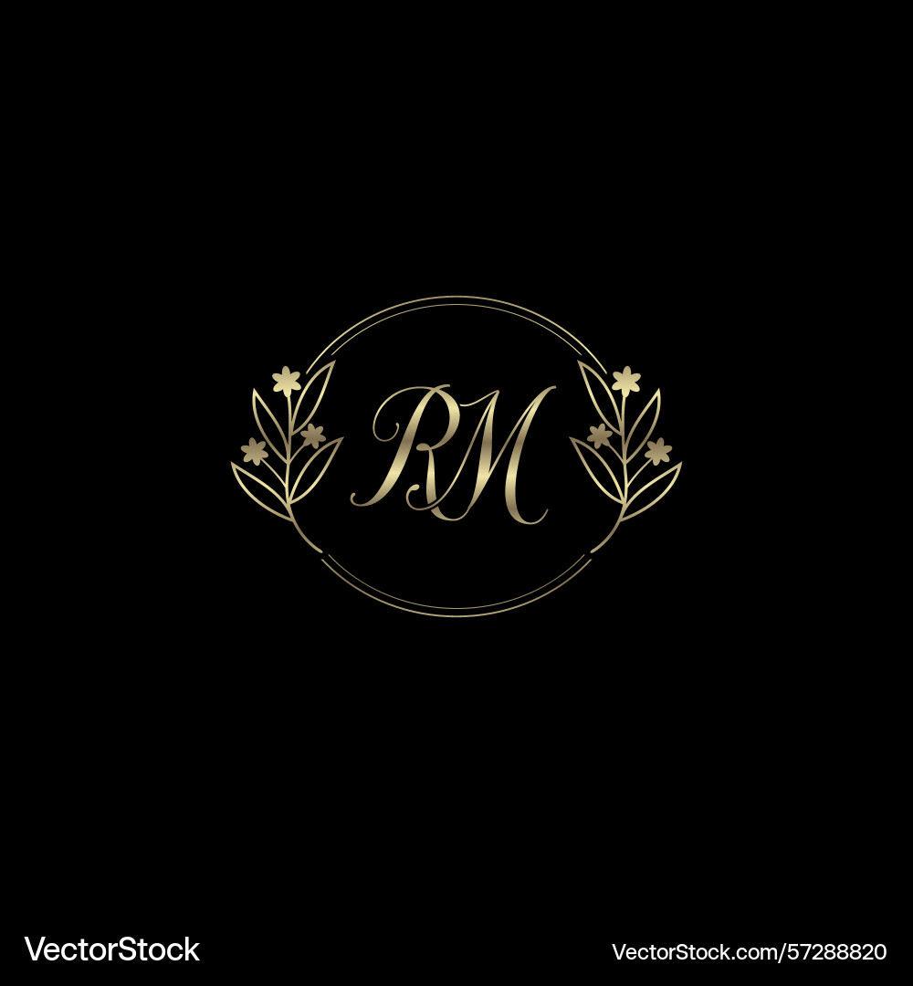 Elegant floral initial logo designs rm monogram Vector Image