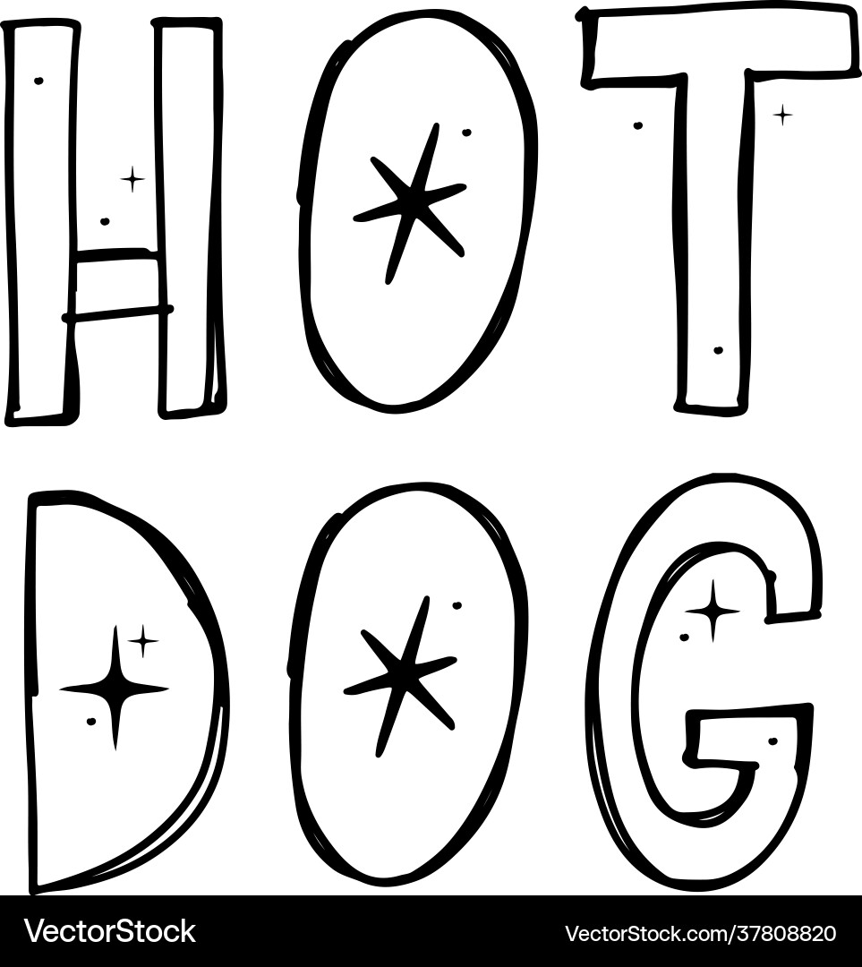 Hot dog label letter text logo sign Royalty Free Vector