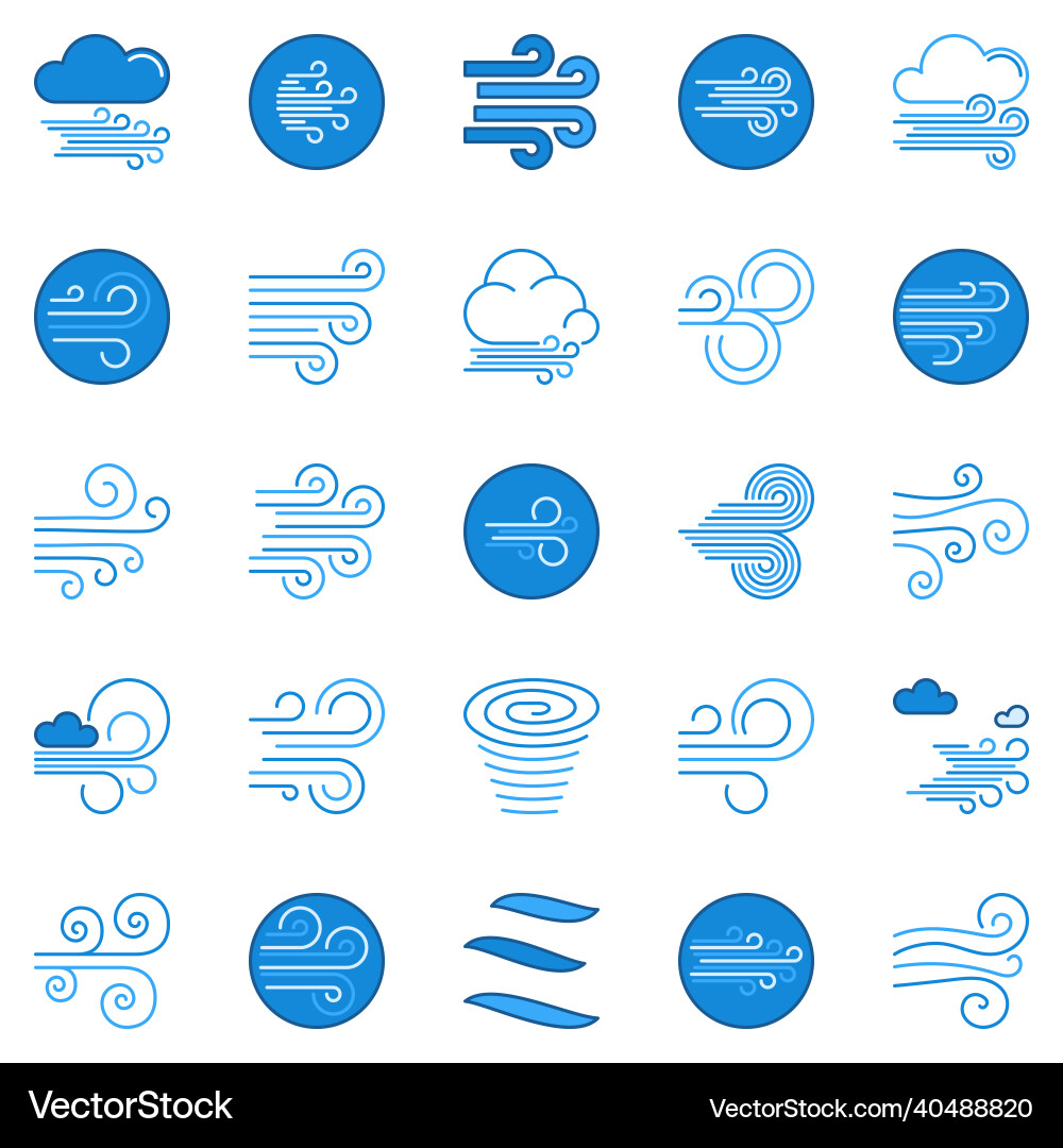 Modern Wind & Breeze Icons Royalty Free Vector Image