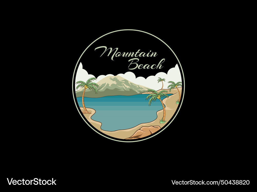 Mountain beach retro vintage landscape design Vector Image