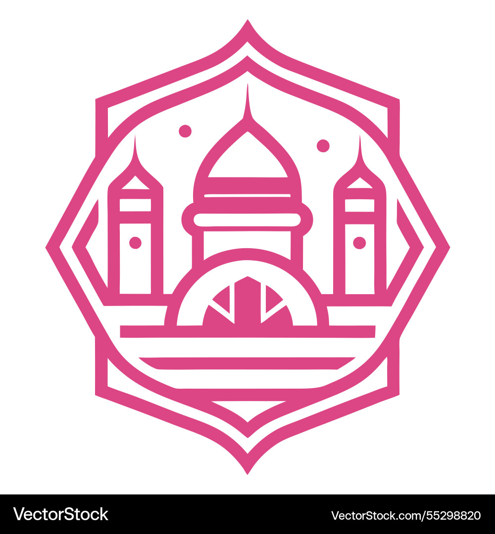 Pink icon geometric design mosque silhouette Vector Image