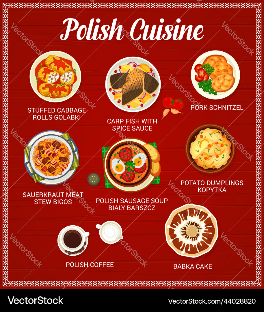 Polish cuisine menu food page template Royalty Free Vector