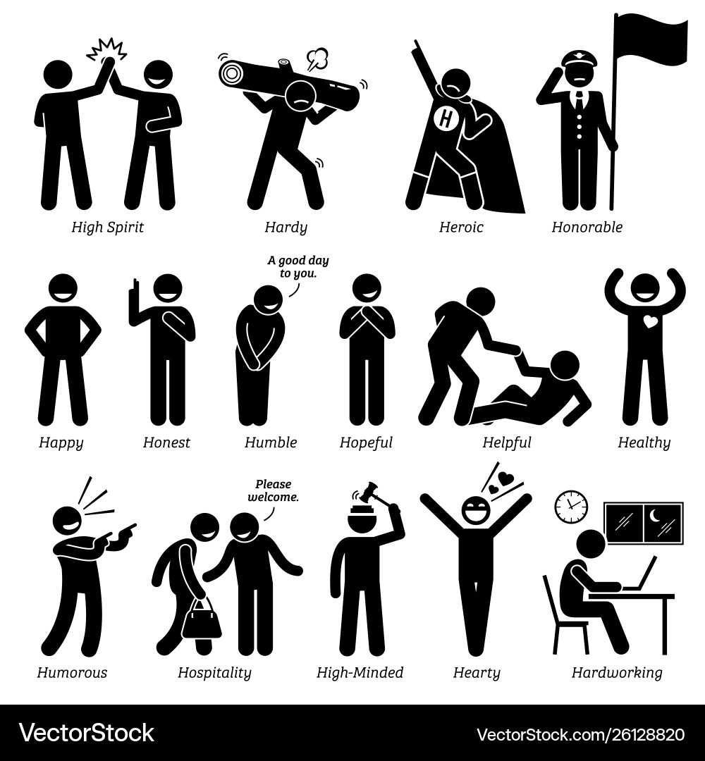 Positive personalities character traits stick Vector Image