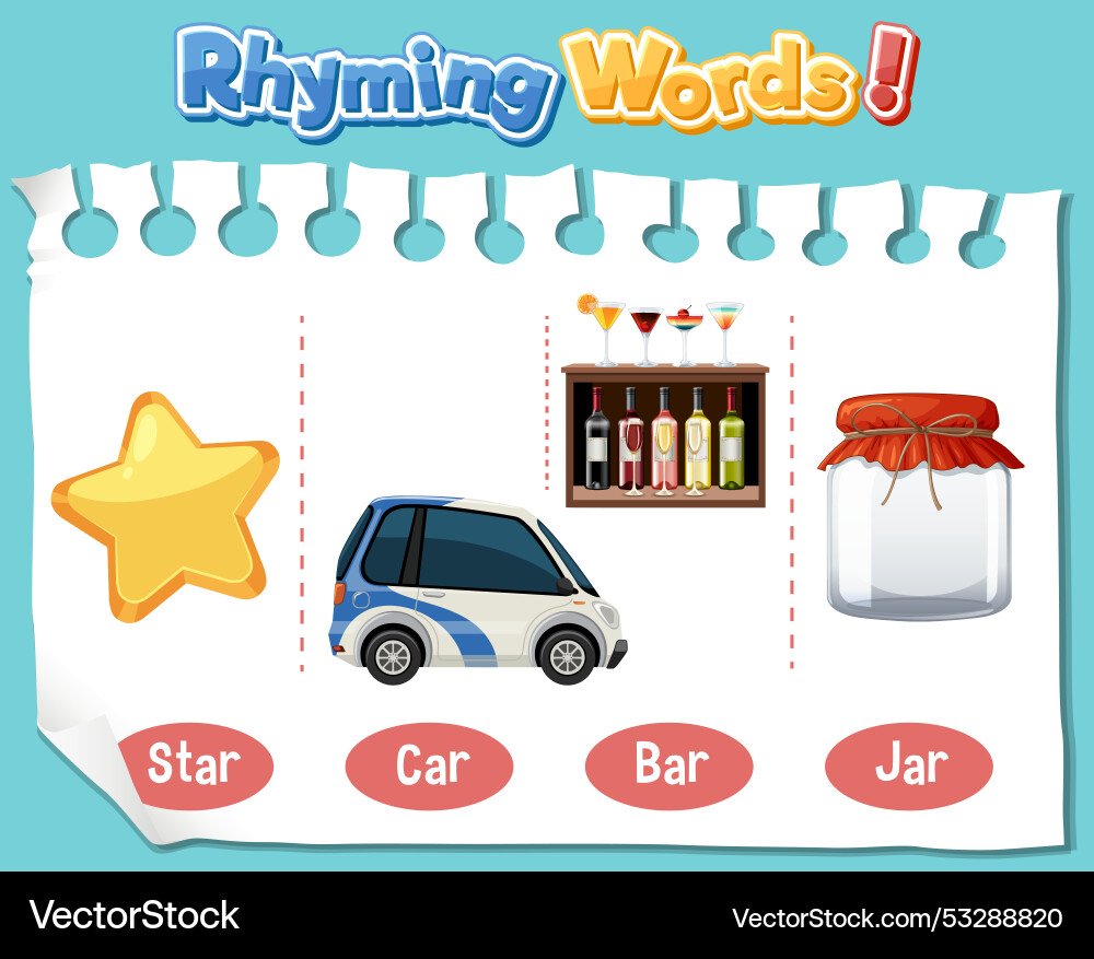 Rhyming words with images Royalty Free Vector Image