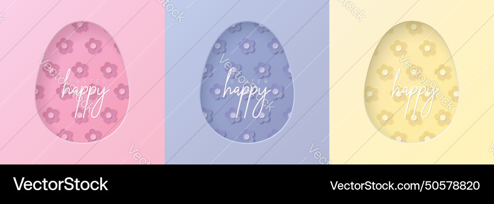 Set of pastel colored 3d egg shape frame design Vector Image