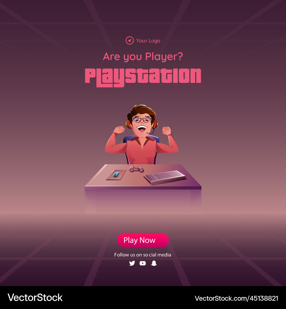 Banner design of playstation Royalty Free Vector Image