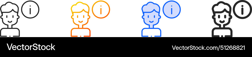 Boy iconthin linear gradient blue stroke and bold Vector Image