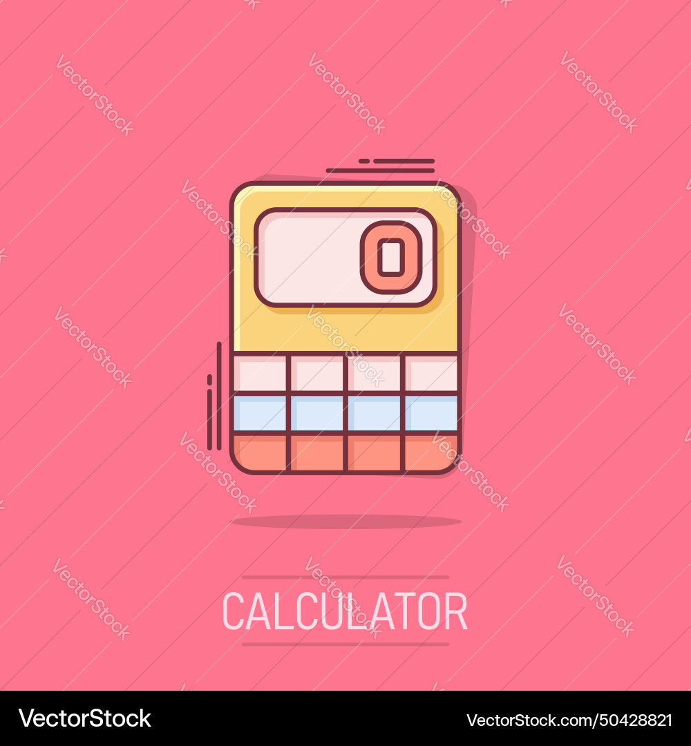 Calculator icon in comic style calculate cartoon Vector Image