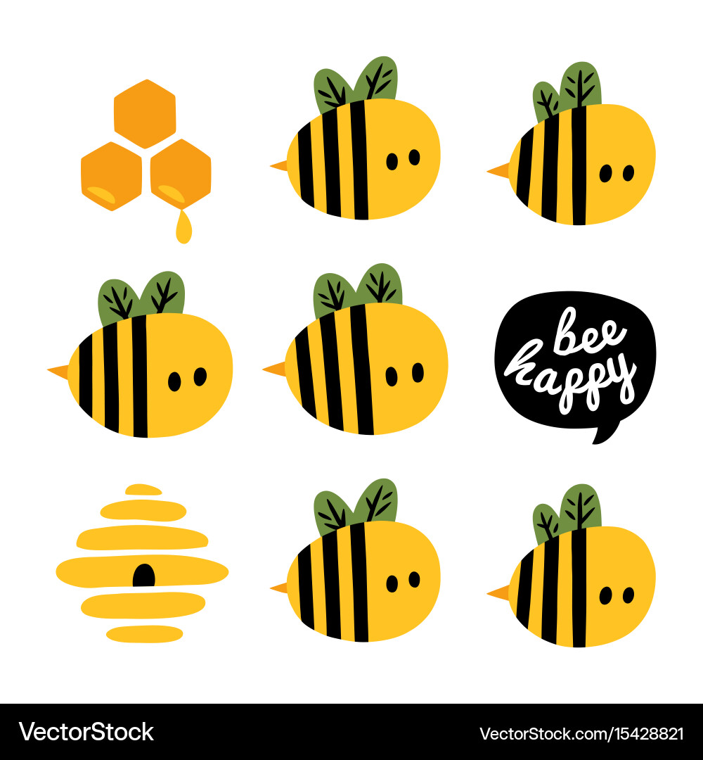 Cheerful Bees and Beehive Card Royalty Free Vector Image