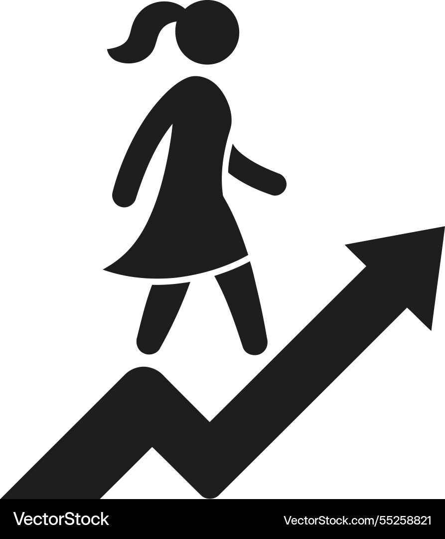 Female career rise icon Royalty Free Vector Image