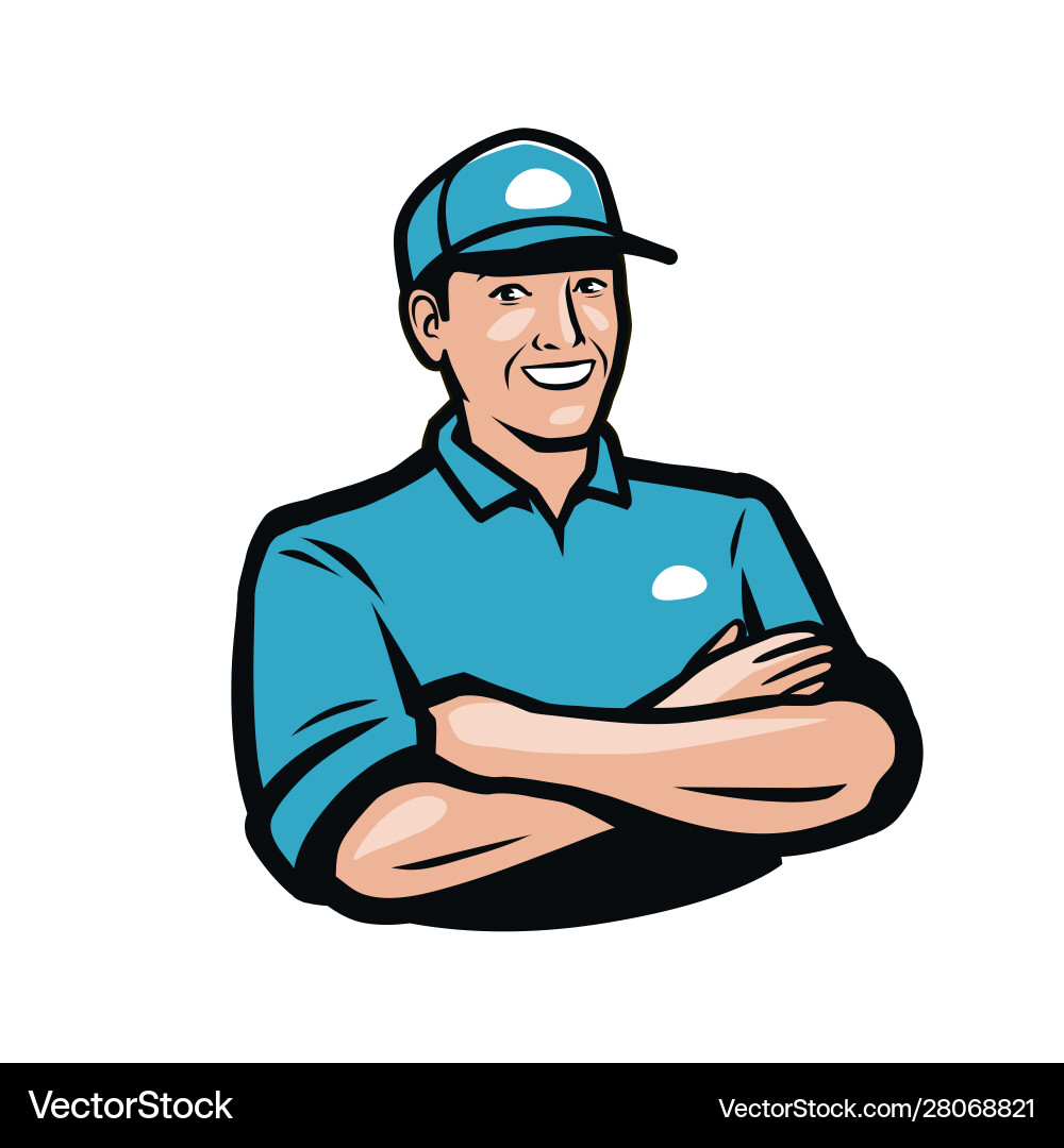 Happy man in a cap cartoon Royalty Free Vector Image