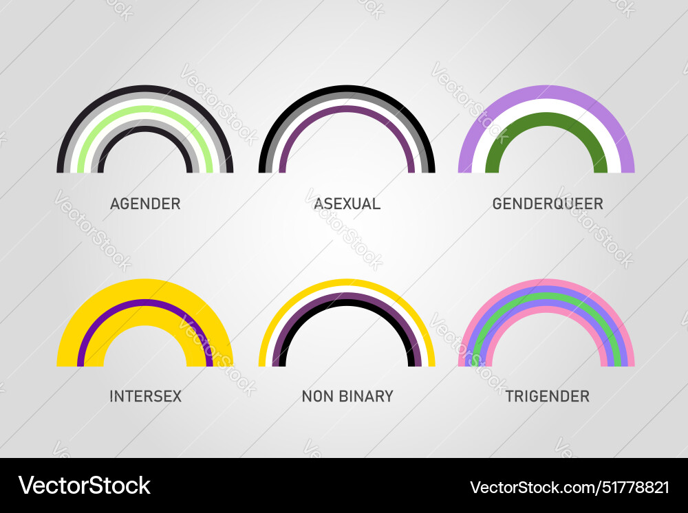 Lgbt pride month flags set rainbow Royalty Free Vector Image
