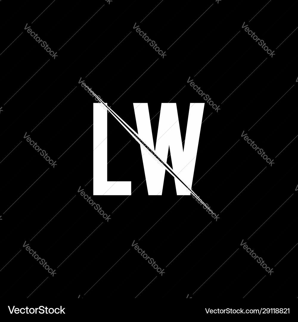 Lw logo monogram with slash style design template Vector Image