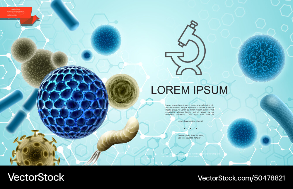 Realistic microbiology colorful background Vector Image