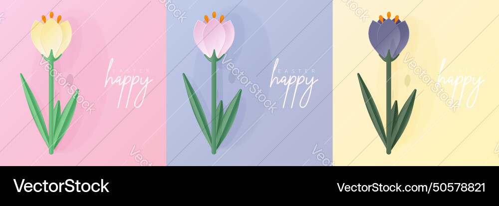 Set of pastel colored 3d flower shape frame Vector Image