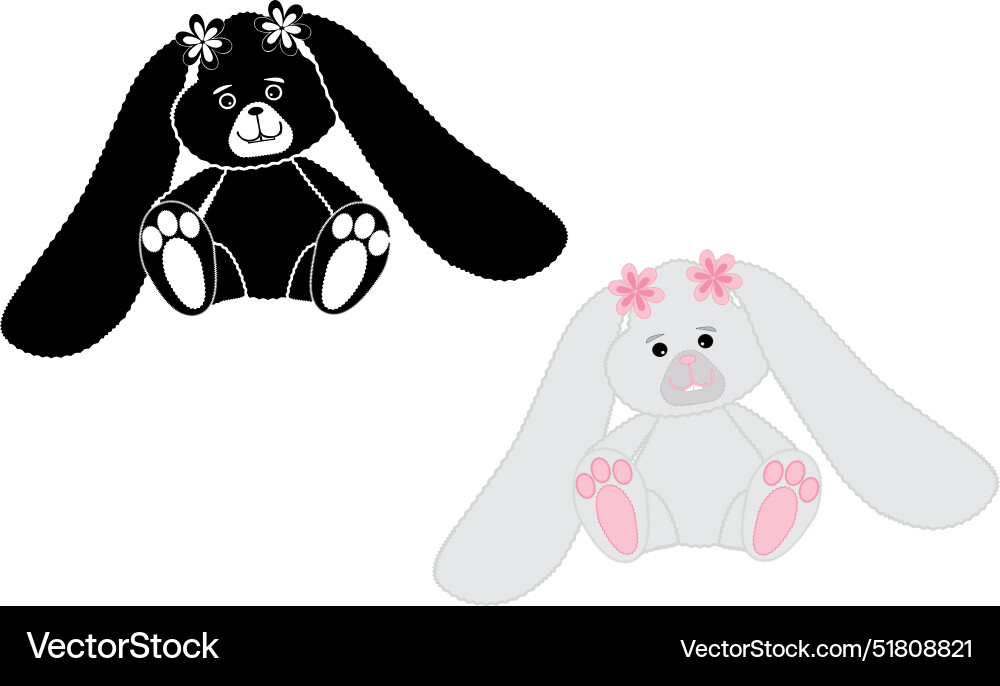 Stuffed rabbit clip art set Royalty Free Vector Image