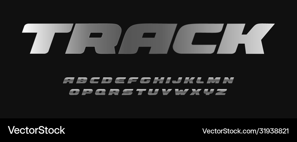 Wide bold metal font track style letters Vector Image