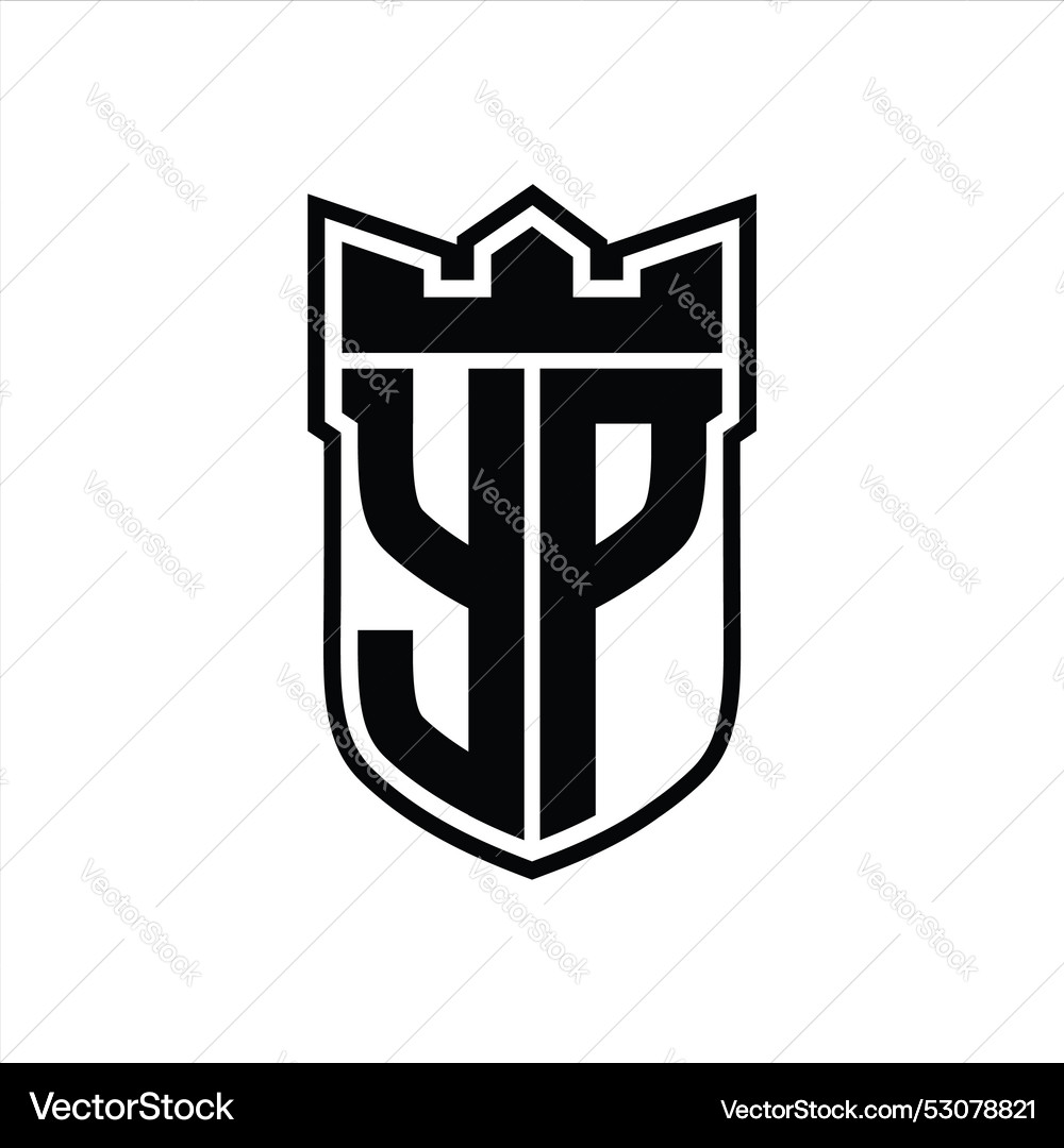 Yp logo shield shape with geometric crown inside Vector Image