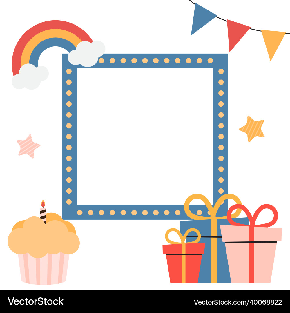 Birthday kids card with frame Royalty Free Vector Image