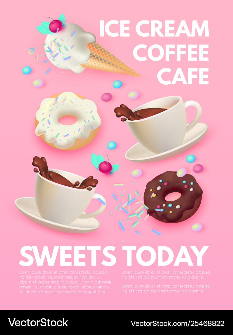 Cafe ad design template coffee sweets and ice Vector Image