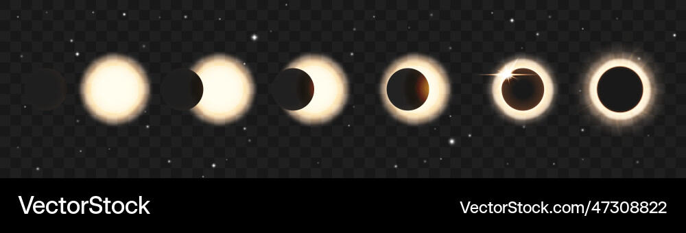 Eclipse stages realistic Royalty Free Vector Image