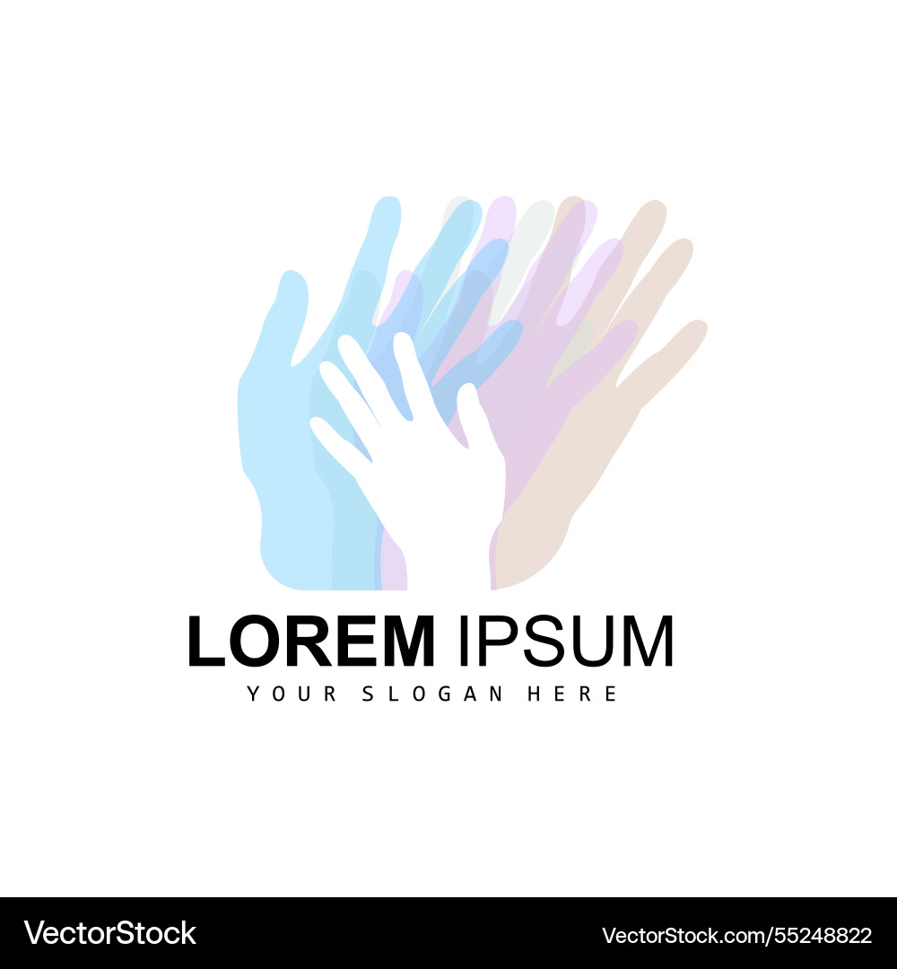 Hand logo teamwork team company design body Vector Image