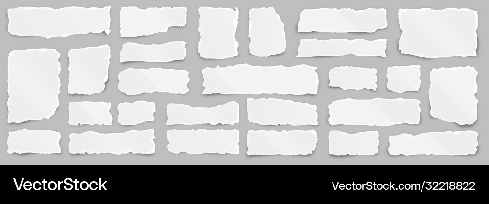 Ripped paper strips realistic crumpled Royalty Free Vector