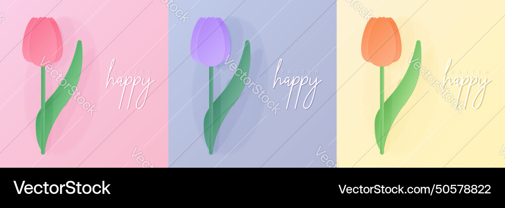 Set of pastel colored 3d flower shape frame Vector Image