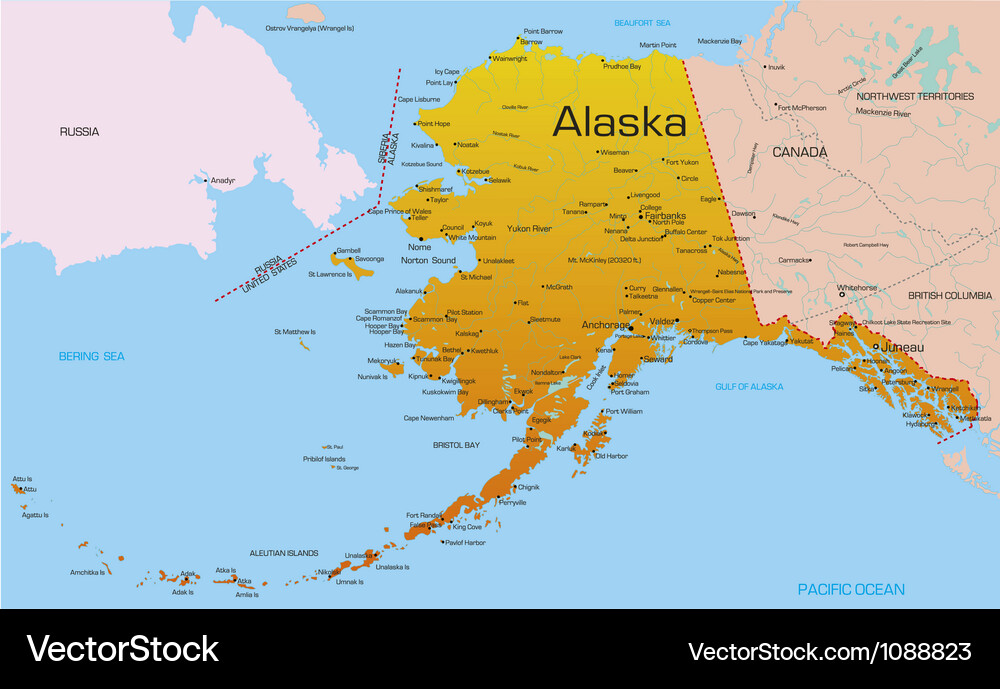 Alaska Map - Detailed Geographic Illustration Vector Image