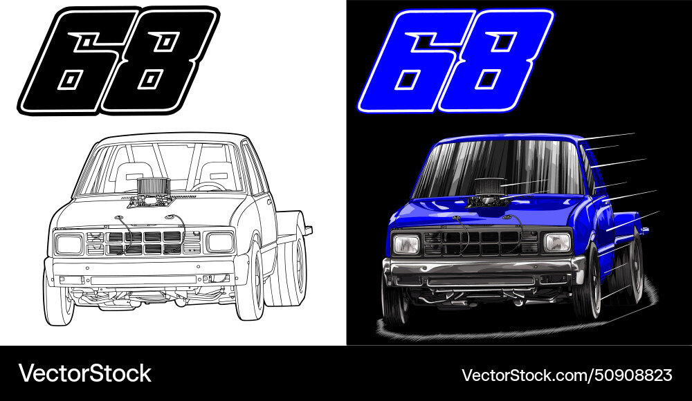 Blue drag racing car with black strip Royalty Free Vector