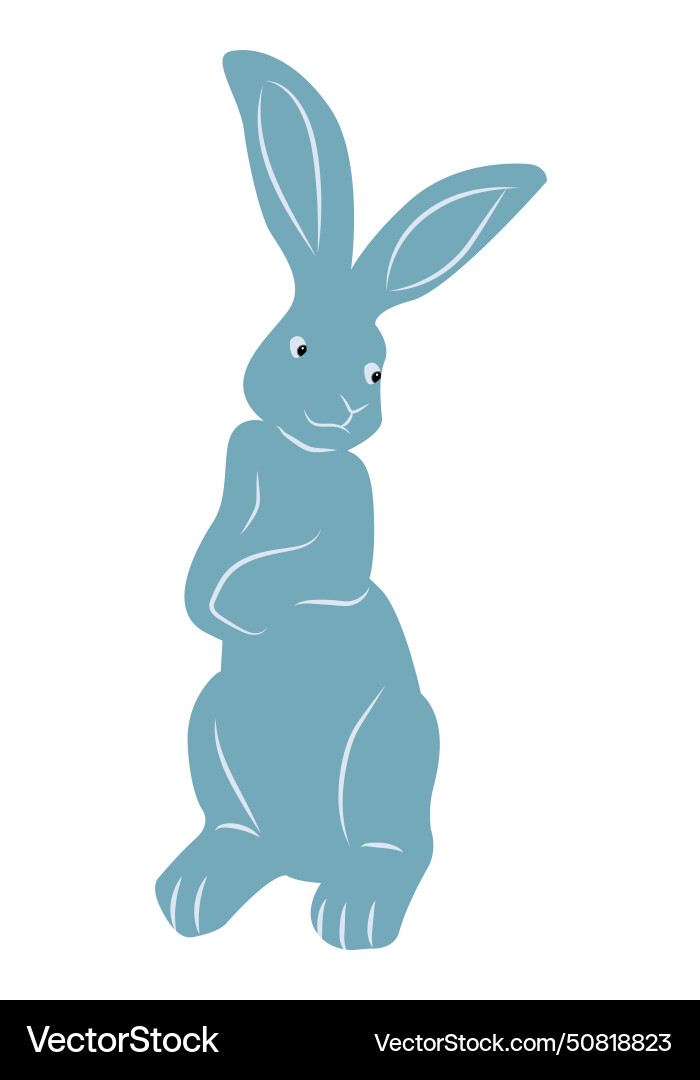 Blue rabbit figure silhouette Royalty Free Vector Image