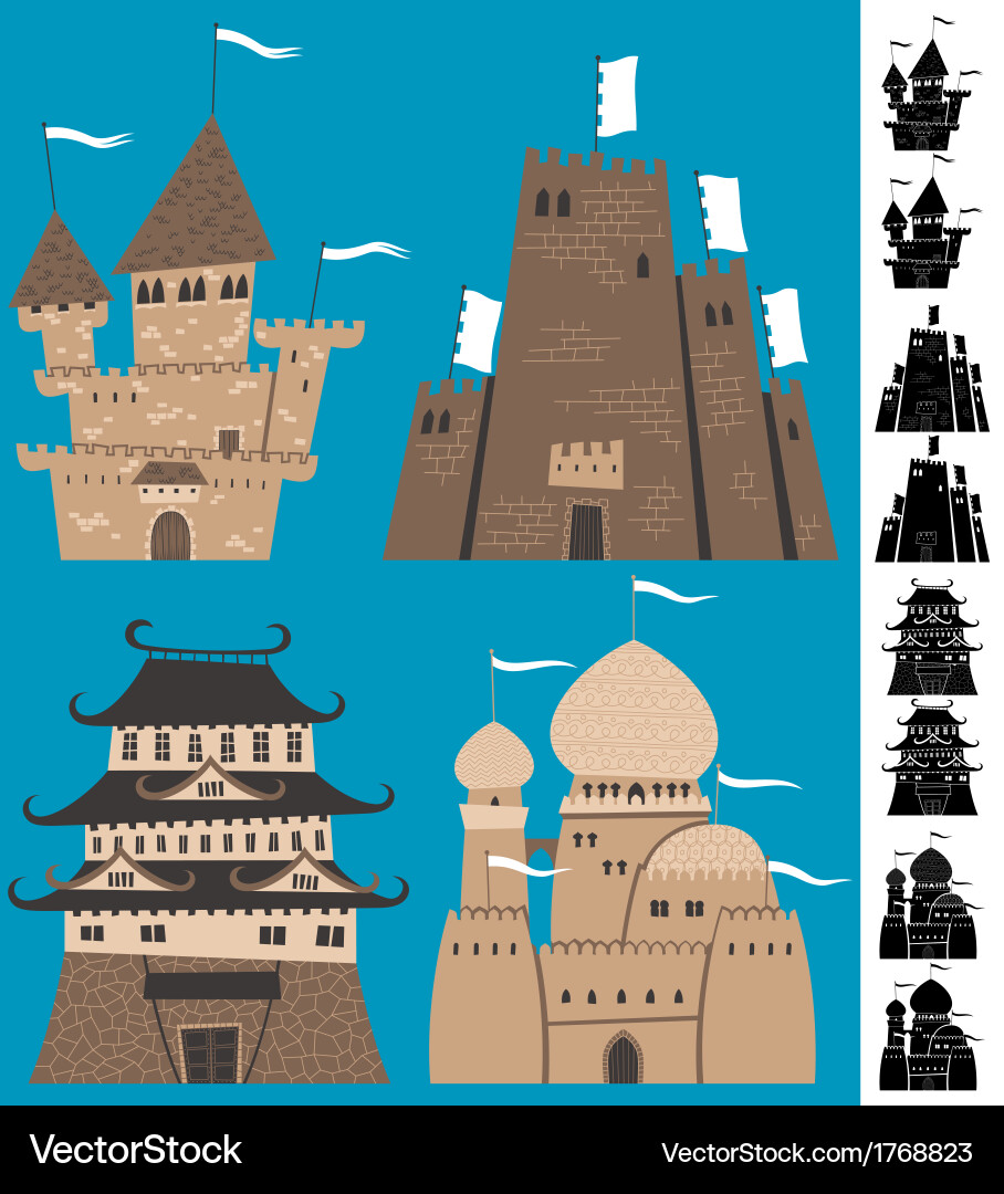 Cartoon castles Royalty Free Vector Image - VectorStock
