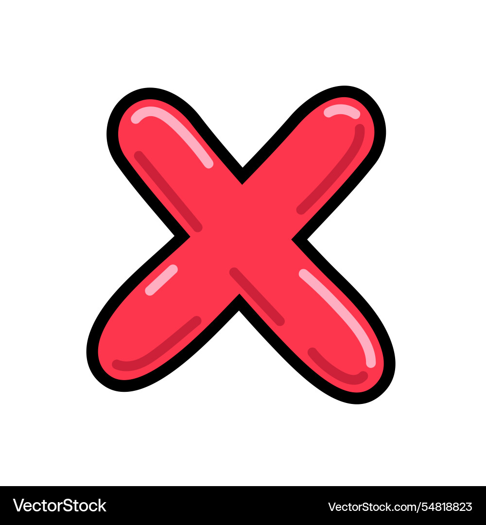 Cartoon letter x red alphabet Royalty Free Vector Image