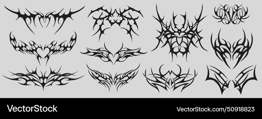 Cyber Sigil Tattoos - Geometric Shapes Royalty Free Vector