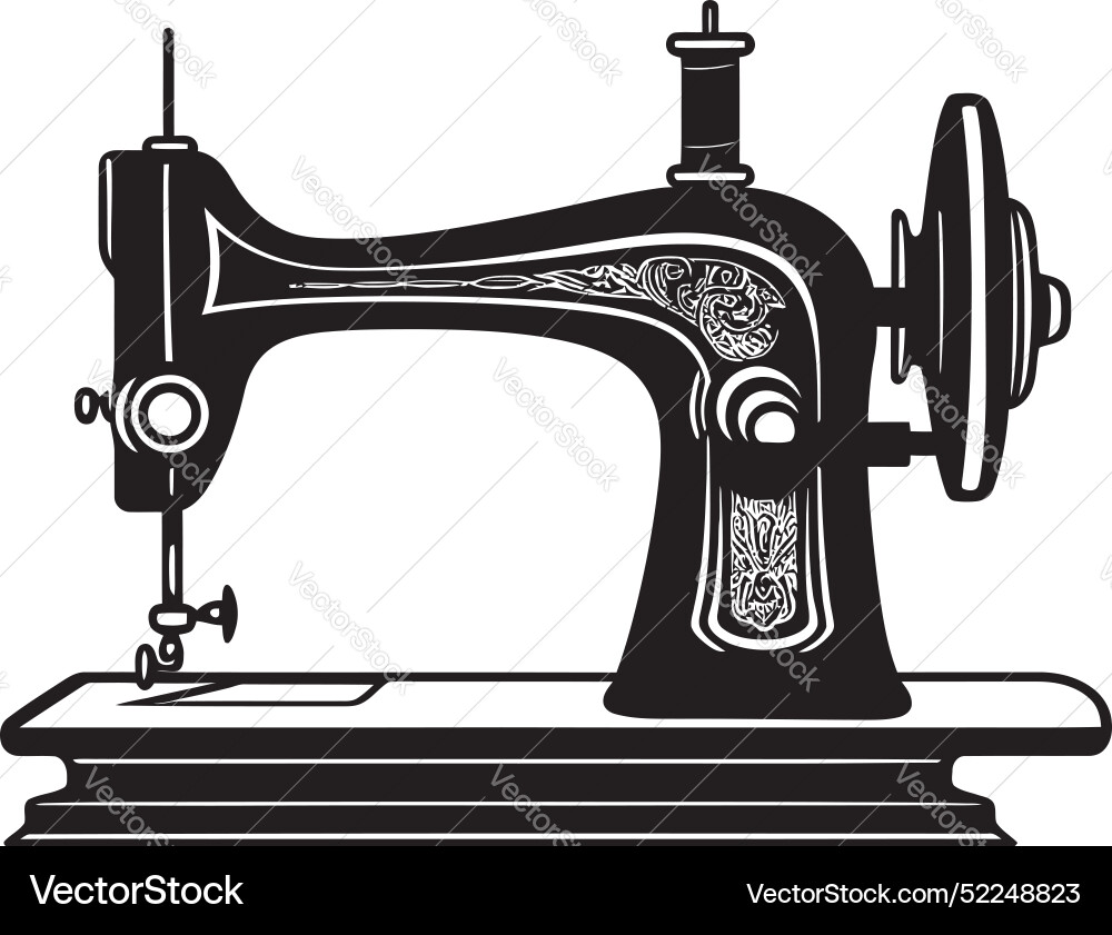 Elegant embroidery black sewing machine logo Vector Image