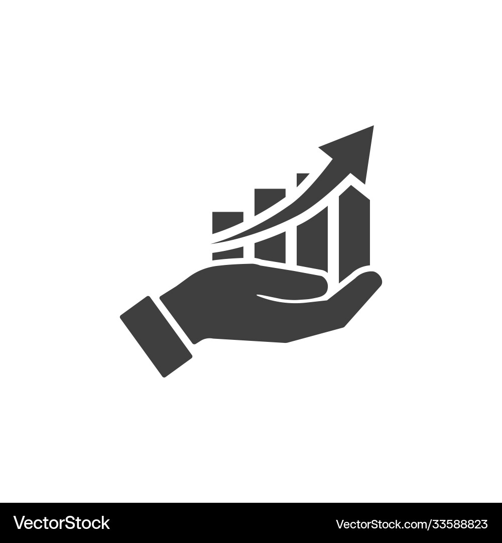 Icon hand with profit chart on white background Vector Image