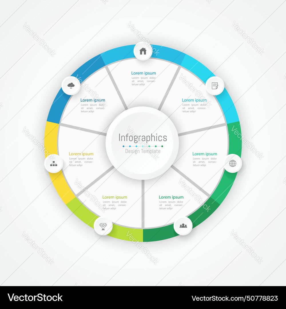 Infographic 7 options design elements Royalty Free Vector