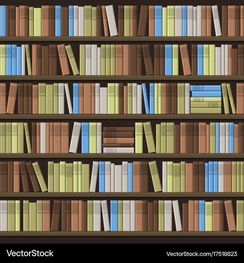 Library book shelf seamless background Royalty Free Vector