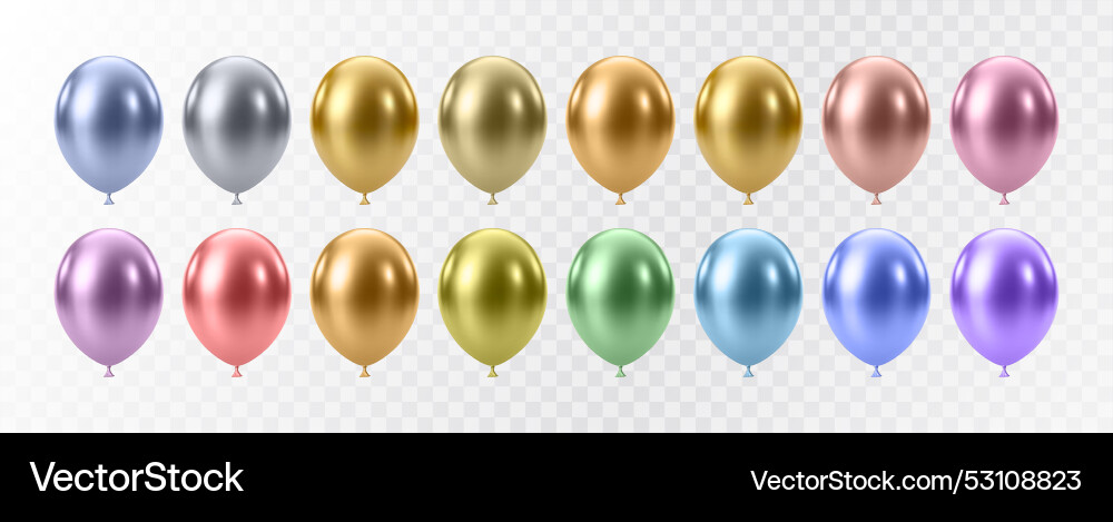 Luxury realistic balloons set 3d glossy helium Vector Image