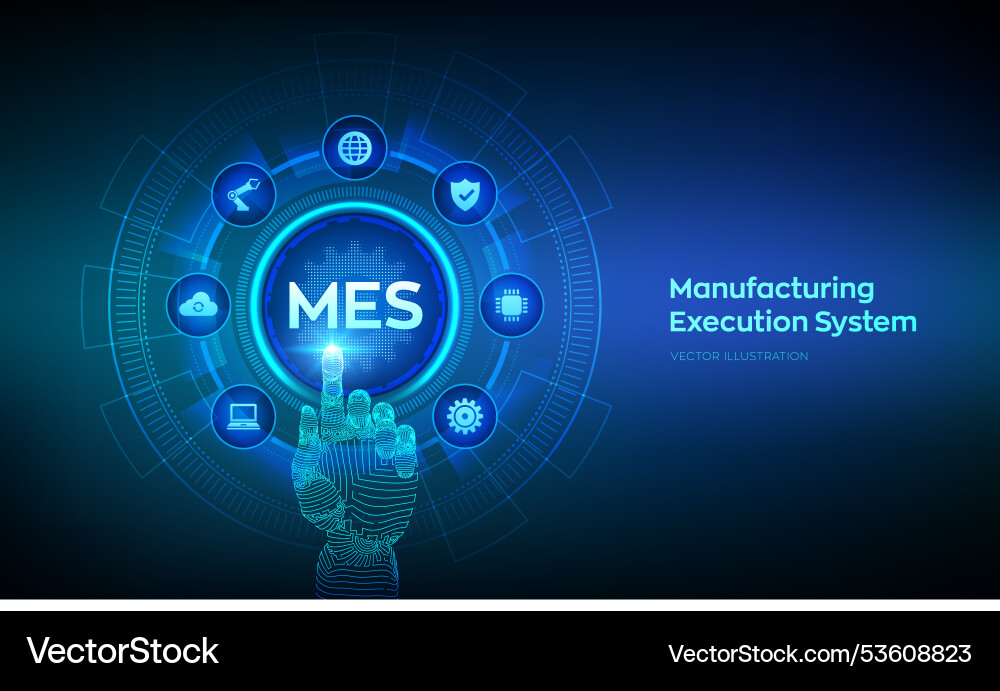 Mes manufacturing execution system technology Vector Image